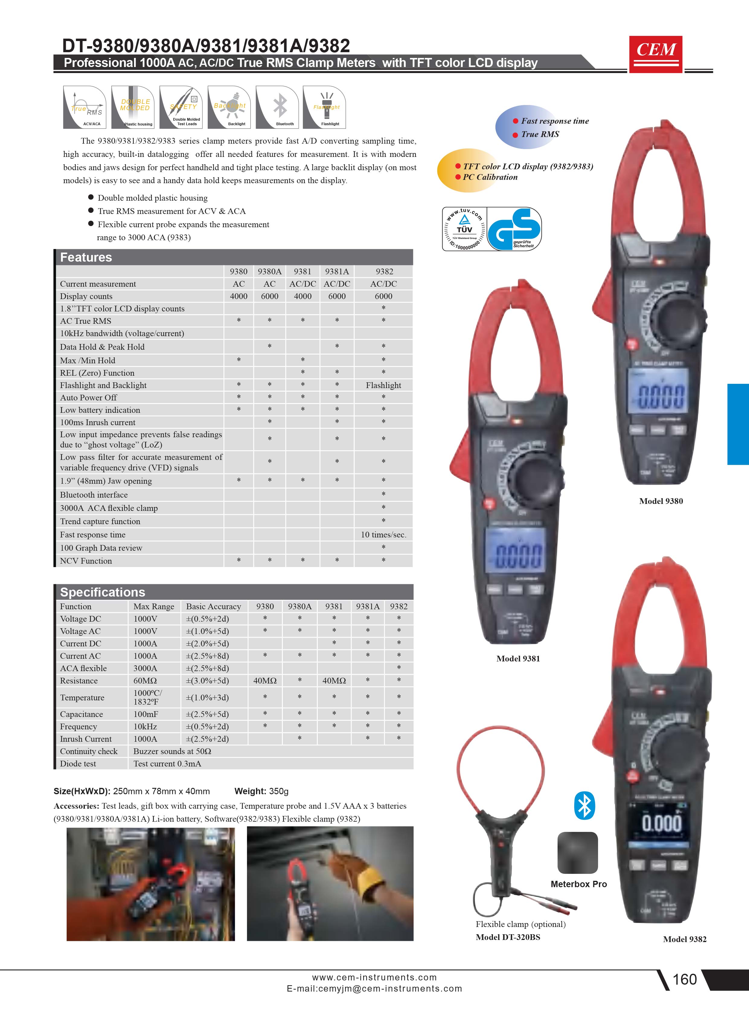 فروش ویژه کلمپ آمپرمتر AC و دماسنج سِم CEM DT-9380 | متروتیک