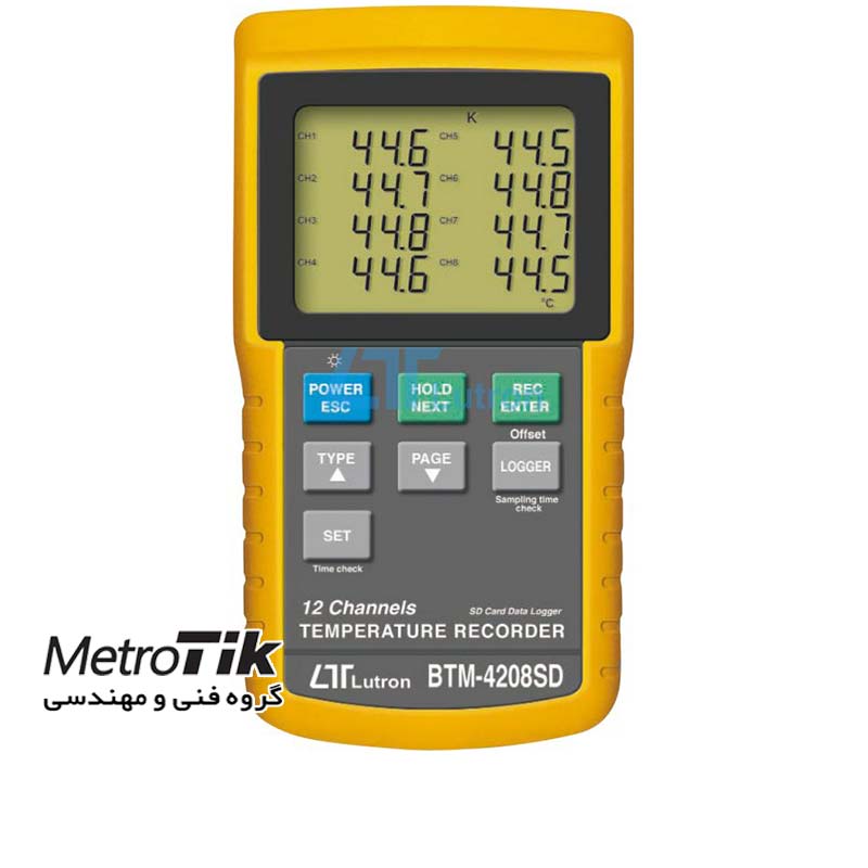 ترمومتر 12 کانال لوترون LUTRON BTM-4208SD | متروتیک