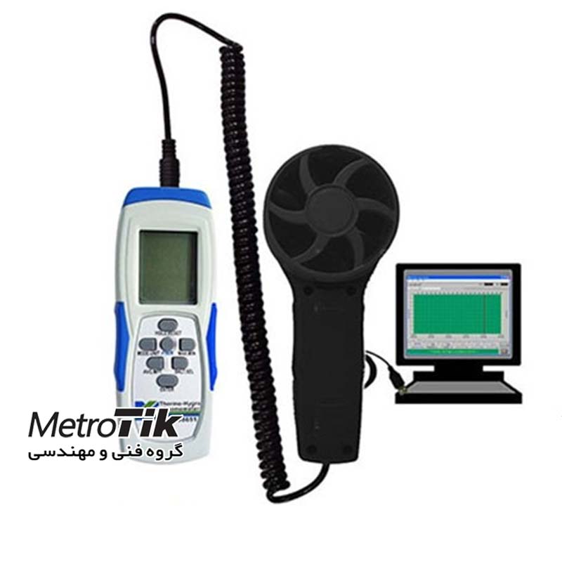 فلو متر باد، دماسنج و رطوبت سنج ام آی سی MIC 98653 | متروتیک